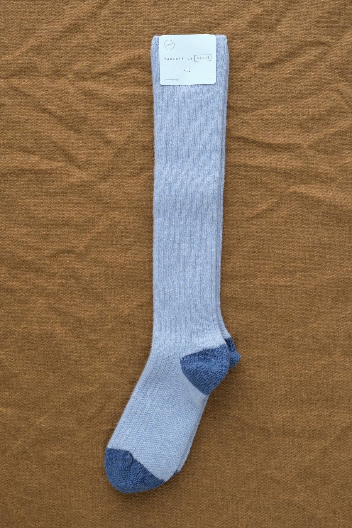 Hansel from Basel Rib Cashmere Knee Hi Socks in Pale Blue